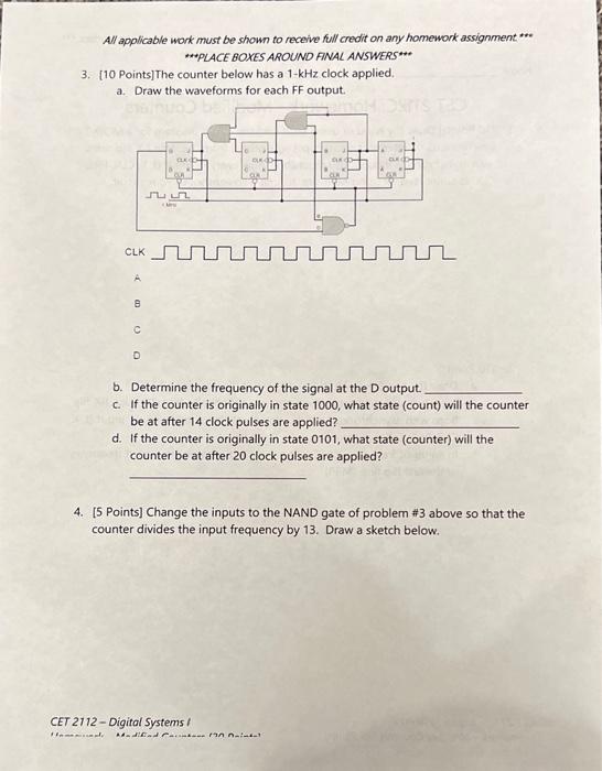 Solved All applicable work must be shown to receive full | Chegg.com