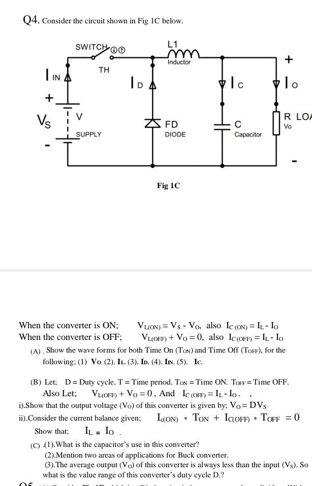 Solved Q4. Consider the circuit shown in Fig 1C below. When | Chegg.com