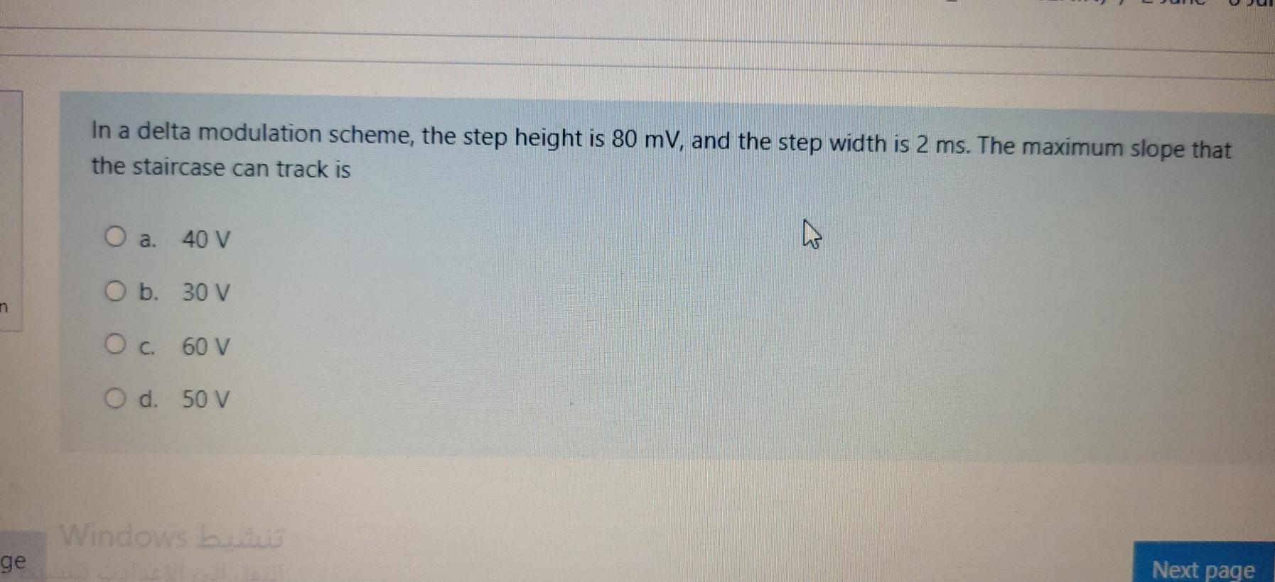 Solved In a delta modulation scheme, the step height is 80 | Chegg.com