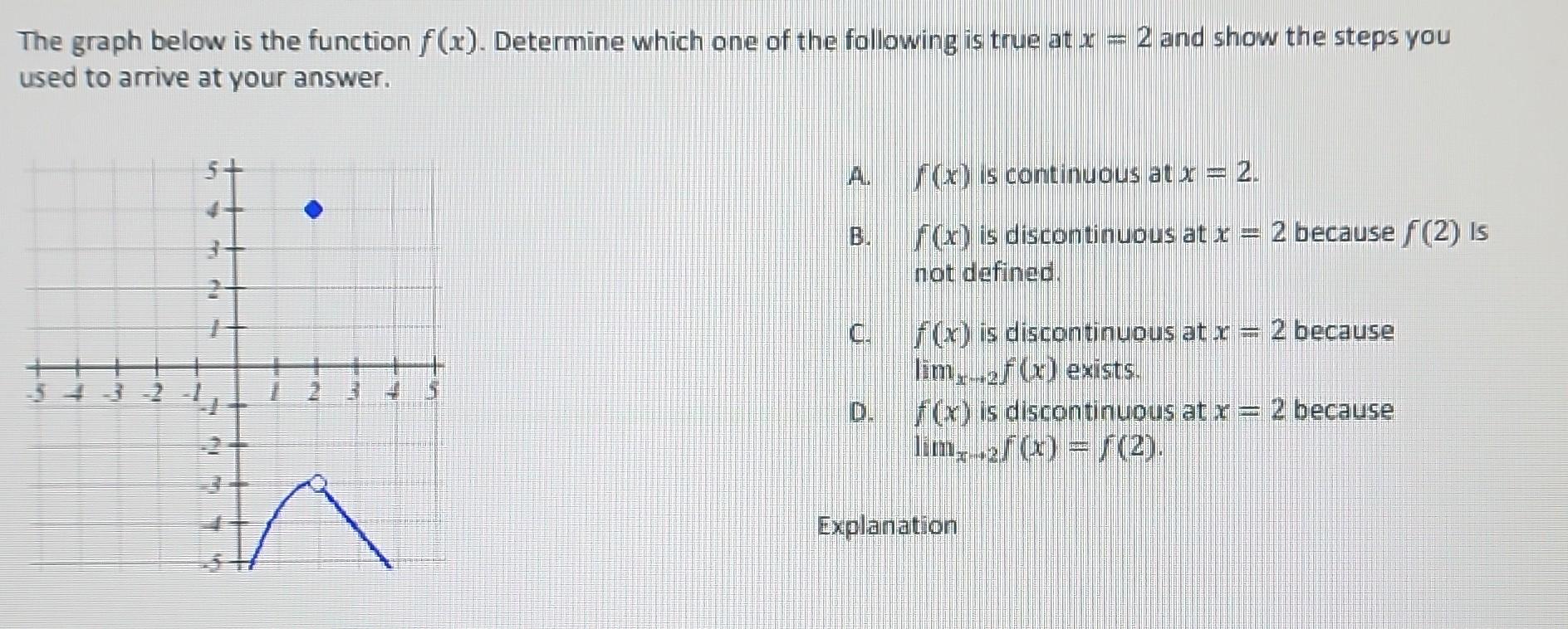 Solved The graph below is the function f(x). Determine which | Chegg.com
