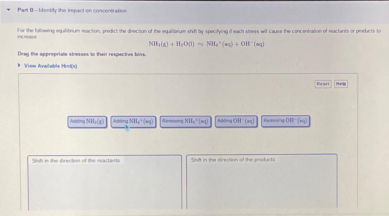 Solved Part B - ﻿Identify the impact on concentrationFor the | Chegg.com