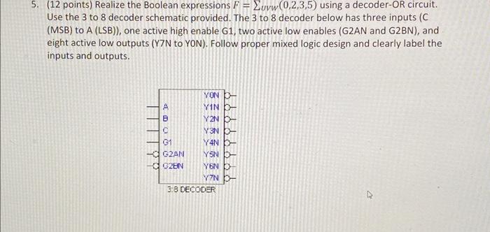 Solved 5. (12 points) Realize the Boolean expressions | Chegg.com