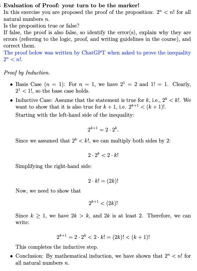 Solved Evaluation of Proof: your turn to be the marker!In | Chegg.com