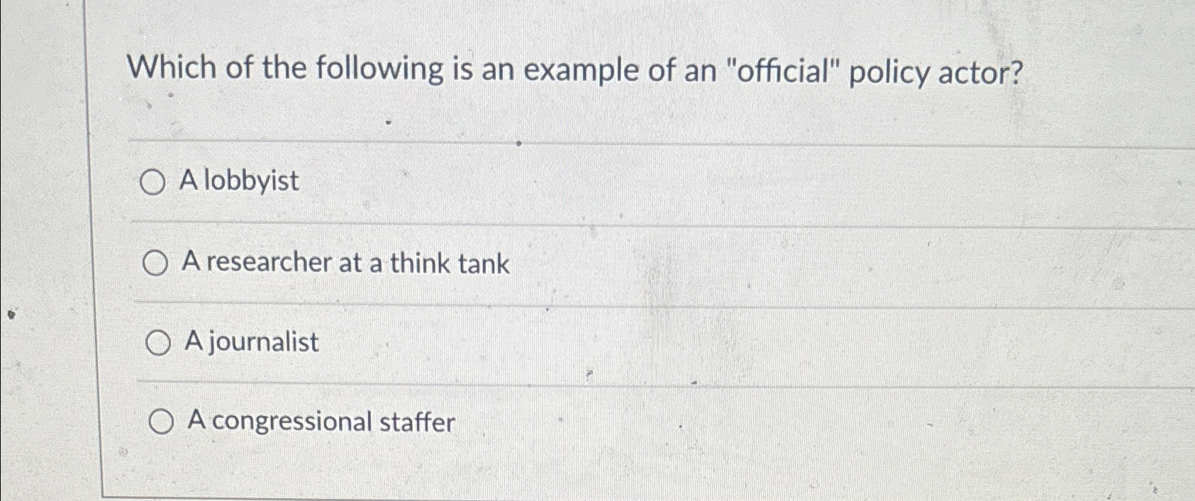 Solved Which of the following is an example of an "official" | Chegg.com