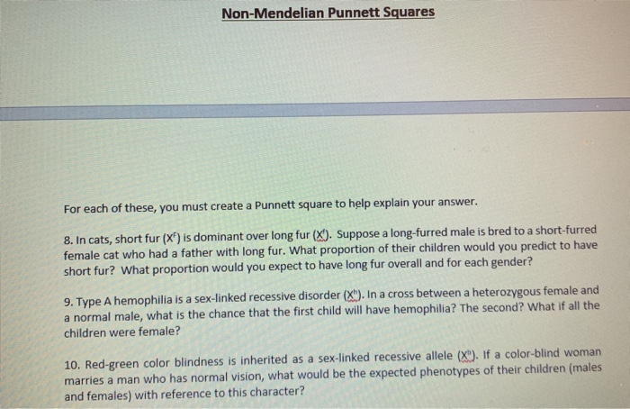 Solved Non-Mendelian Punnett Squares For each of these, you | Chegg.com