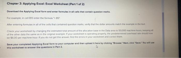 Solved Chapter 3: Applying Excel: Excel Worksheet (Part 1 of | Chegg.com Solved Chapter 3: Applying Excel: Excel Worksheet (Part 1 of | Chegg.com
