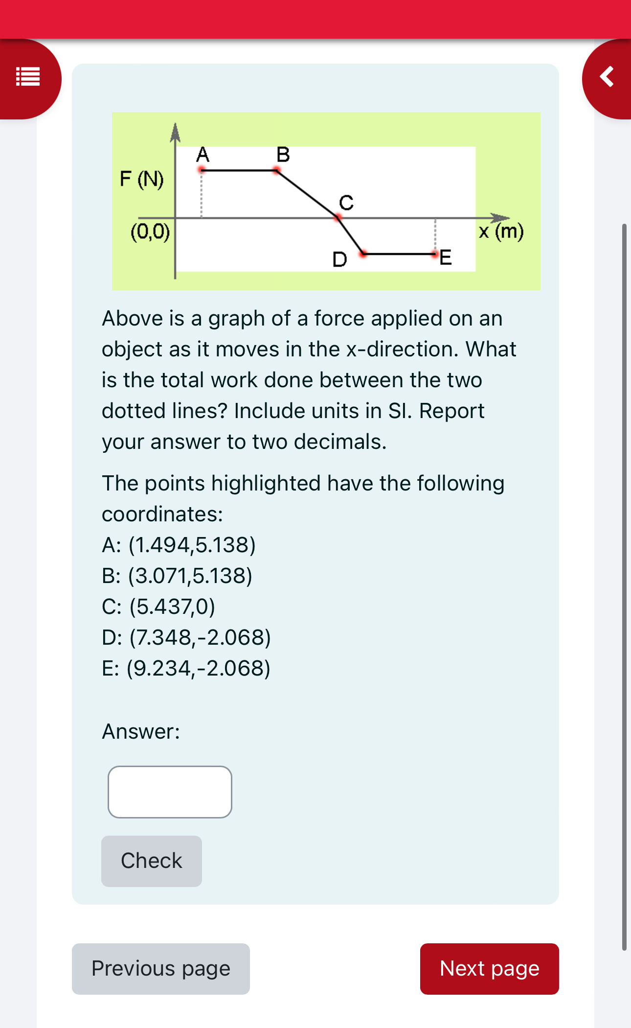 Solved Above is a graph of a force applied on an object as | Chegg.com