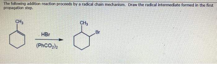 Solved The following addition reaction proceeds by a radical | Chegg.com