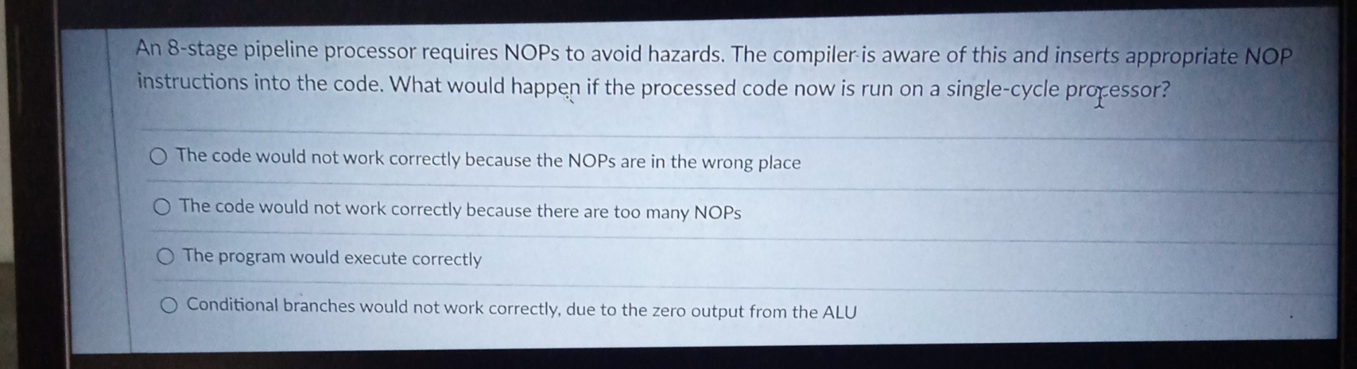Solved An 8-stage pipeline processor requires NOPs to avoid | Chegg.com