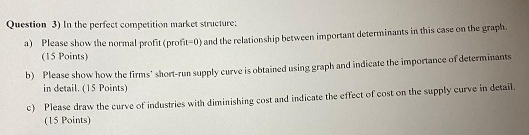 Solved Question 3) ﻿In the perfect competition market | Chegg.com