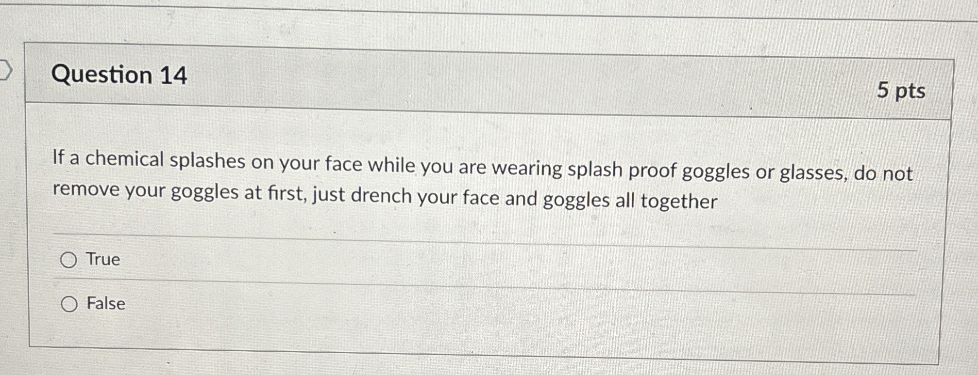 Solved Question 145 ﻿ptsIf a chemical splashes on your face | Chegg.com