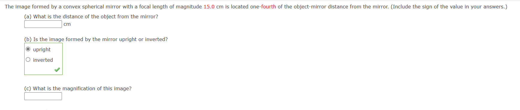 Solved The image formed by a convex spherical mirror with a | Chegg.com