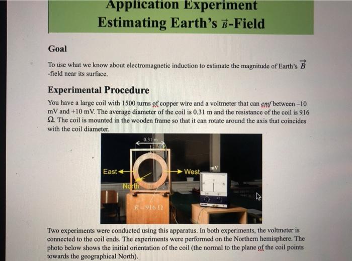 Application Experiment Estimating Earth's 2-Field | Chegg.com