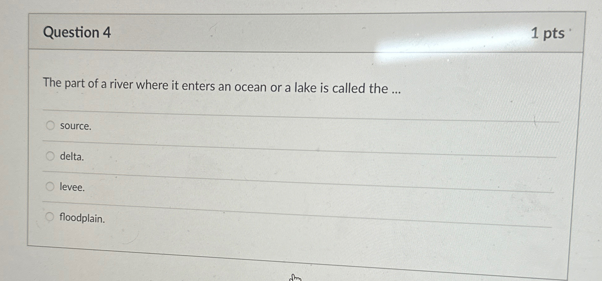 Solved Question 41 ﻿ptsThe part of a river where it enters | Chegg.com
