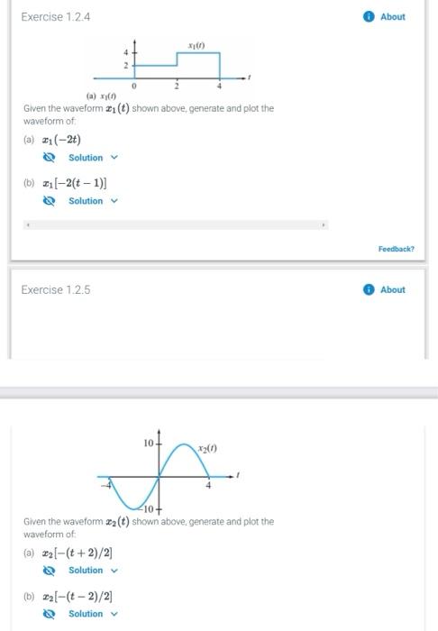 Solved Exercise 124 About (a) (0 Given the waveform 21 (t) | Chegg.com