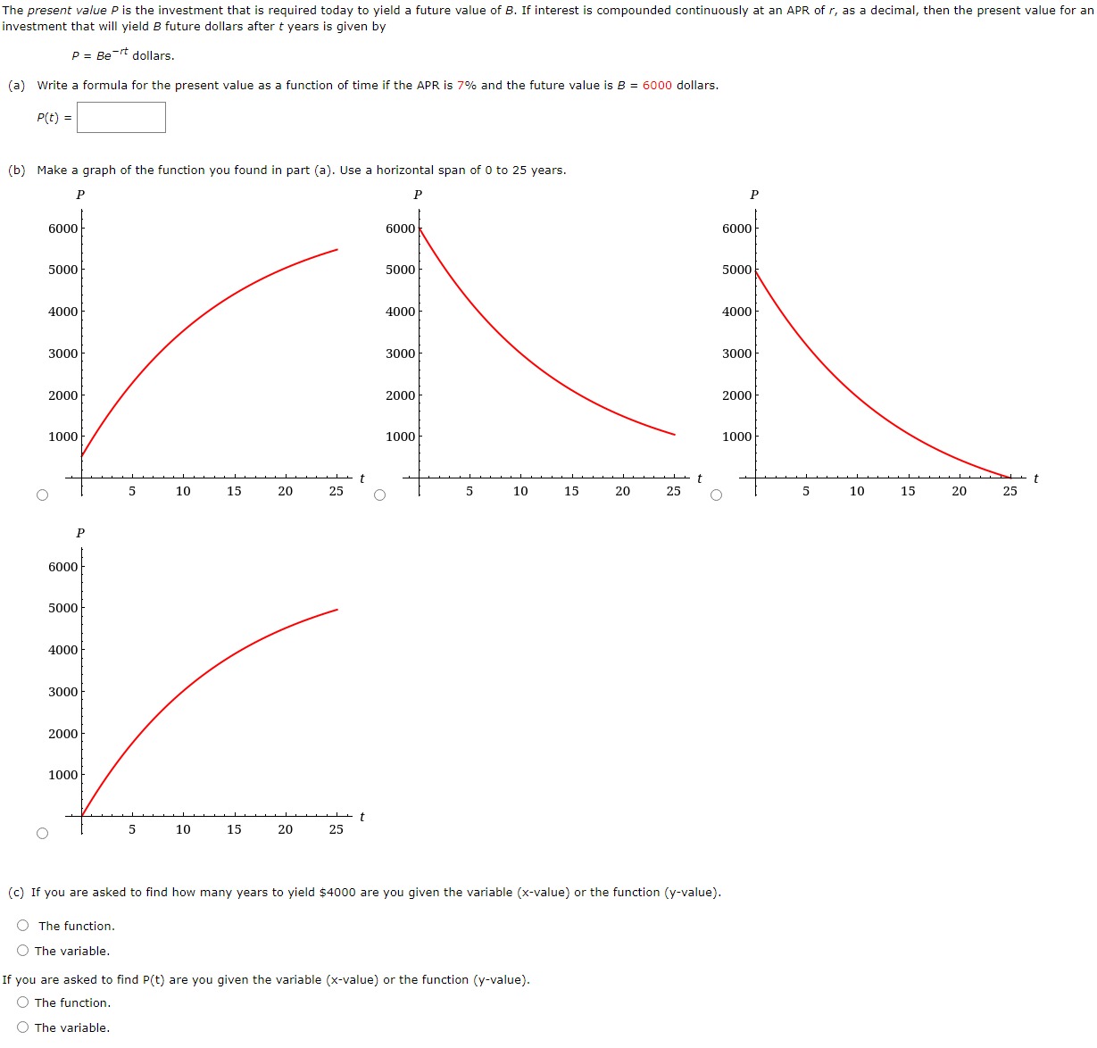 Solved P=Be-rt ﻿dollars. (a) ﻿Write a formula for the | Chegg.com
