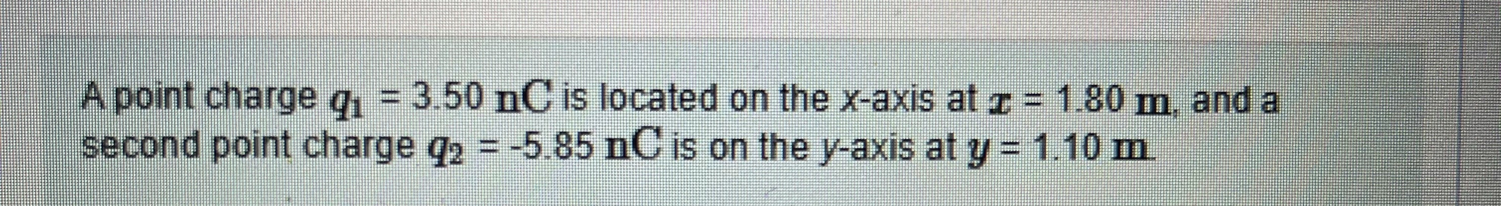 A point charge q1=3.50nC ﻿is located on the x-axis at | Chegg.com