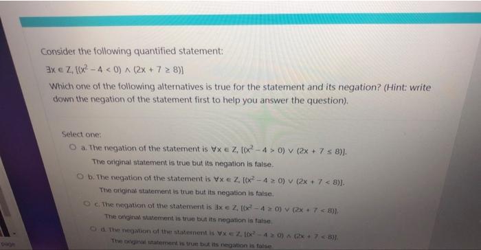 Solved Consider the following quantified statement: | Chegg.com