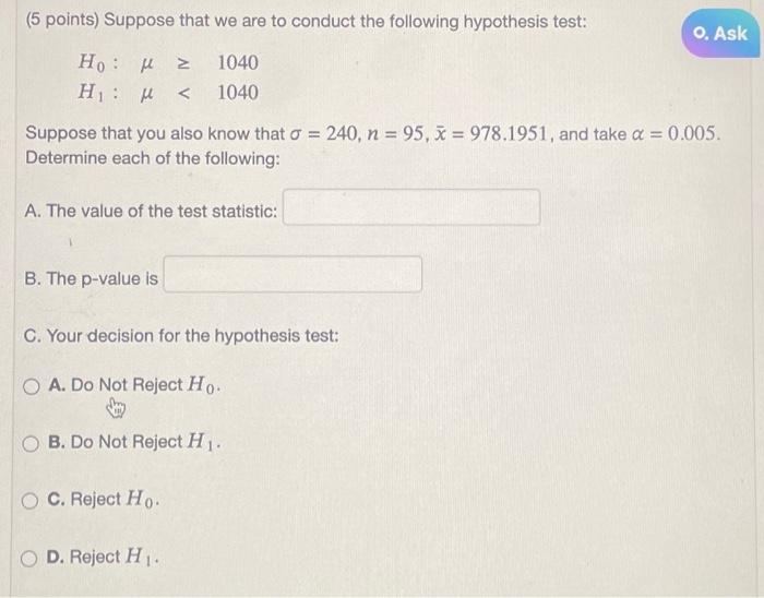 Solved (5 points) Suppose that we are to conduct the | Chegg.com Solved (5 points) Suppose that we are to conduct the | Chegg.com