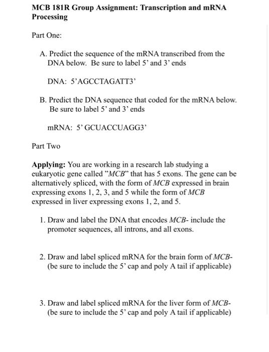 Solved Processing Part One: A. Predict the sequence of the | Chegg.com