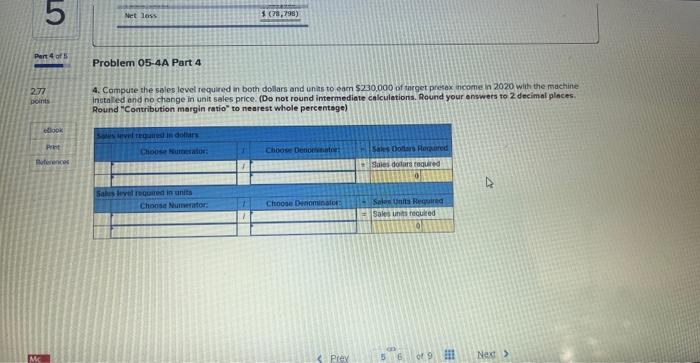 Solved Required information Problem 05-4A Break-even | Chegg.com