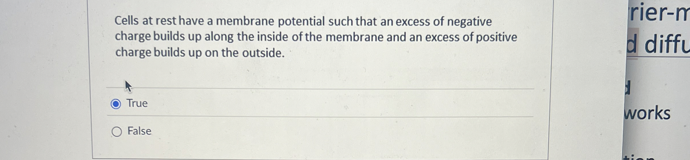 Solved Cells at rest have a membrane potential such that an | Chegg.com