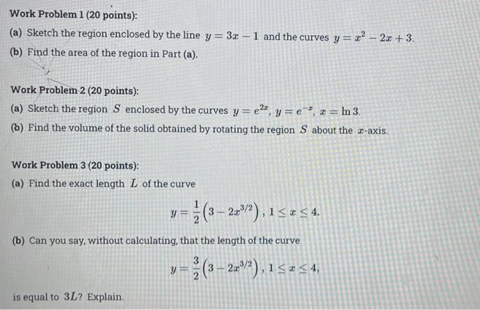Solved Work Problem 1 (20 points): (a) Sketch the region | Chegg.com