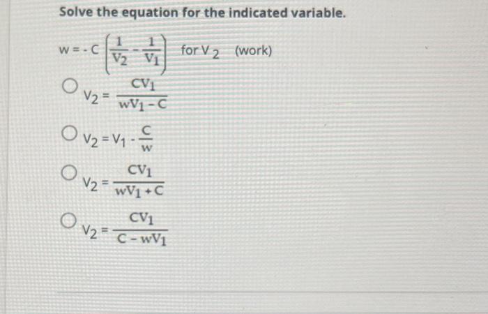Solved Solve the equation for the indicated variable. | Chegg.com