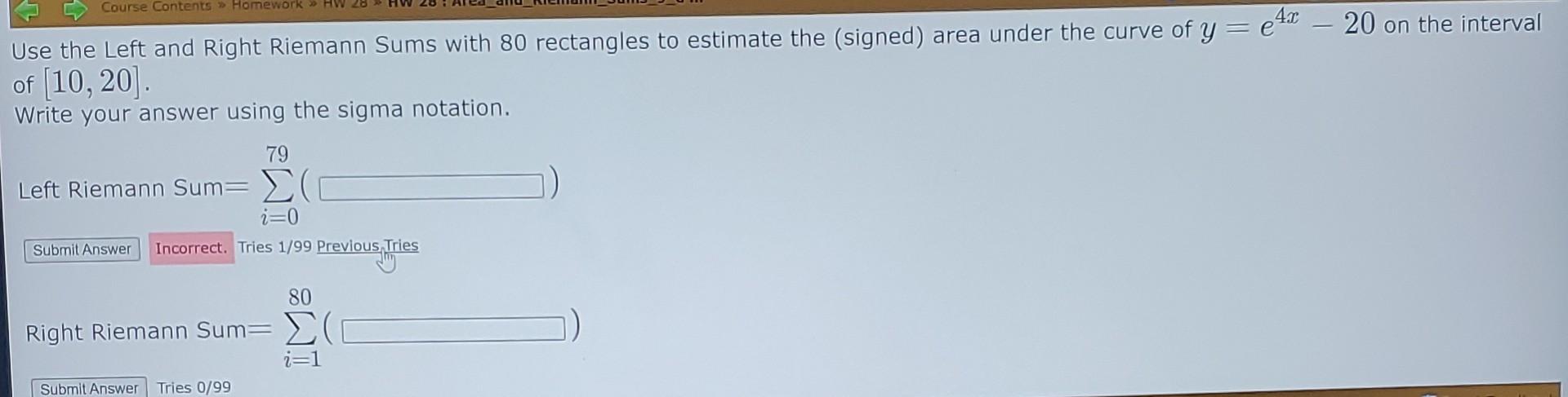 Solved Use the Left and Right Riemann Sums with 80 | Chegg.com