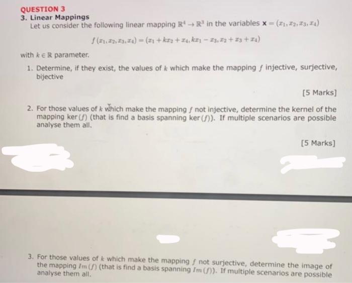 Solved QUESTION 3 3. Linear Mappings Let us consider the | Chegg.com