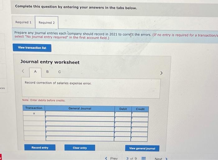 Solved Exercise 20-23 (Algo) Error correction; three errors | Chegg.com