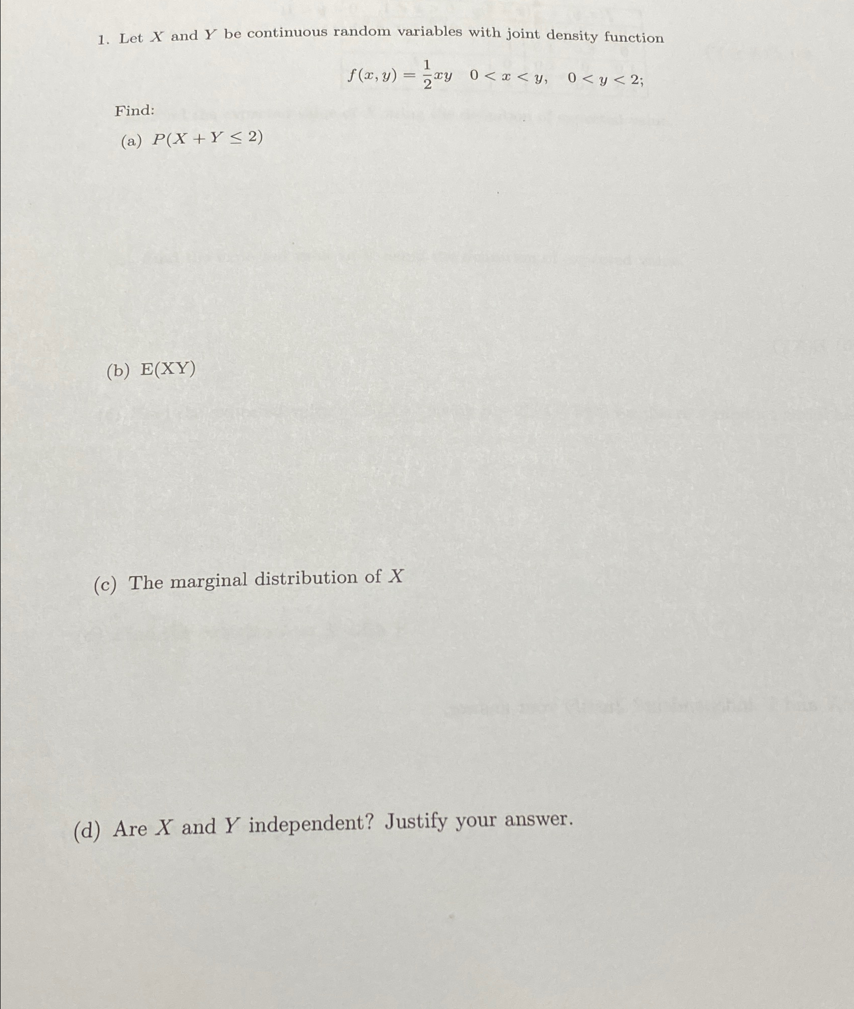Solved Let x ﻿and Y ﻿be continuous random variables with | Chegg.com