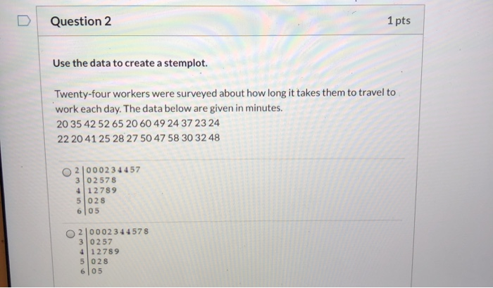Solved Use The Data To Create A Stemplot The Following