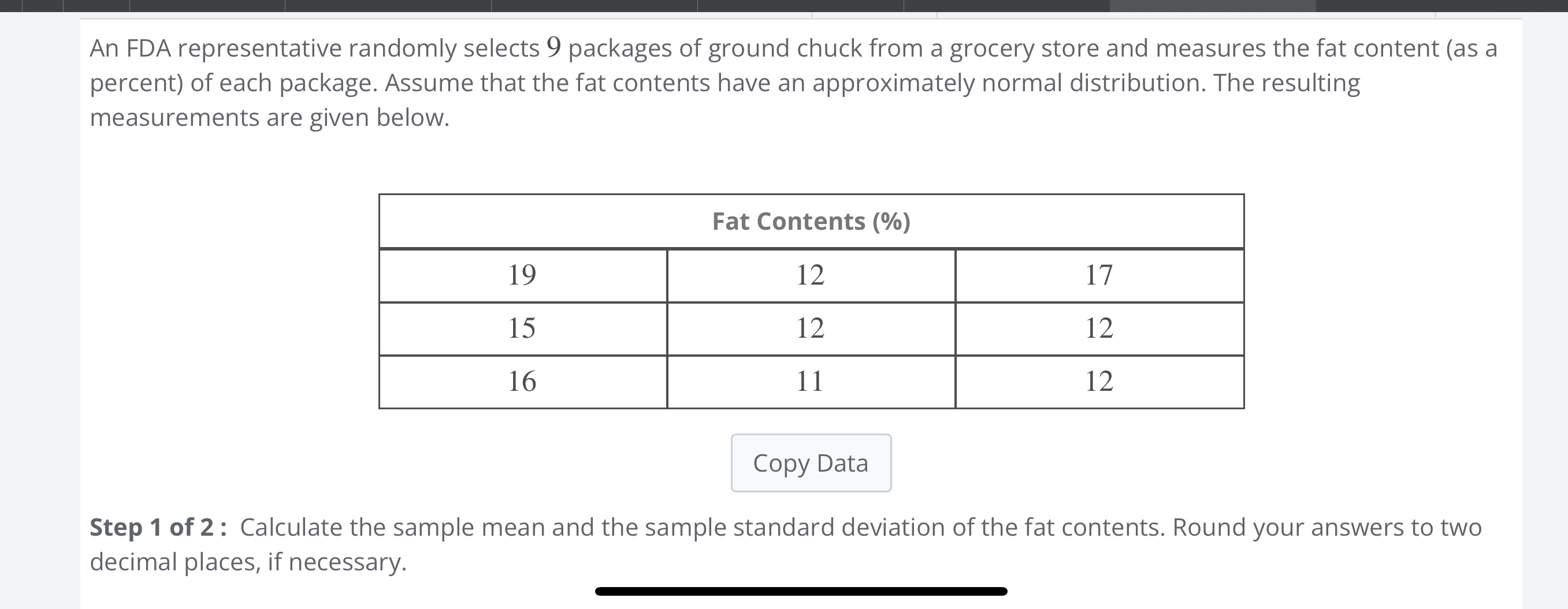 Solved An FDA representative randomly selects 9 ﻿packages of | Chegg.com