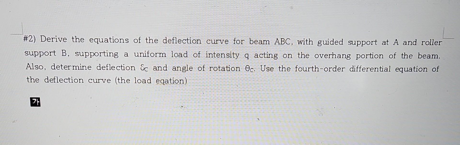 Solved \#2) Derive the equations of the deflection curve for | Chegg.com