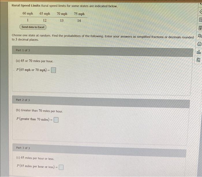 Solved Rural Speed Limits Rural speed limits for some states | Chegg.com