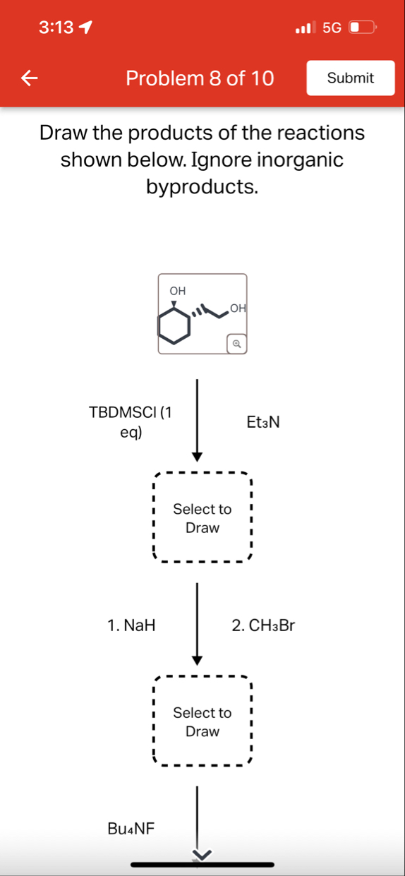 Solved 3:135GProblem 8 ﻿of 10Draw the products of the | Chegg.com