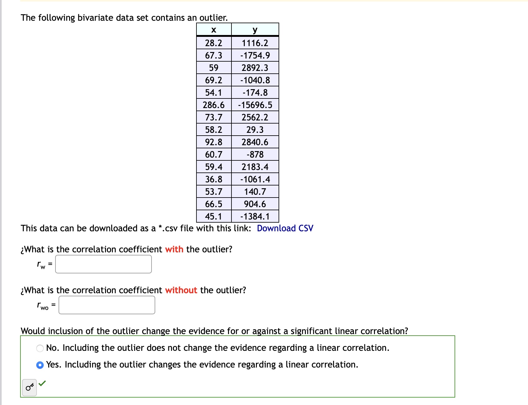 Solved The Following Bivariate Data Set Contains An