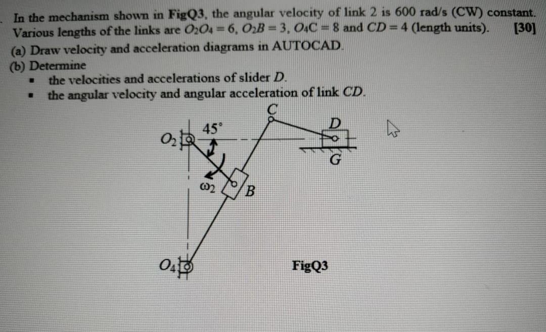 Solved In the mechanism shown in FigQ3, the angular velocity | Chegg.com