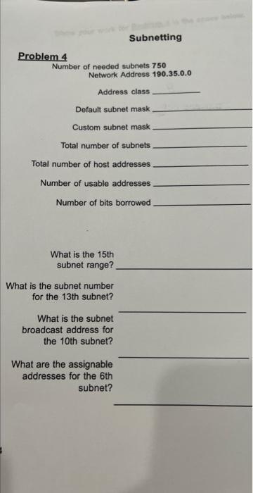 Solved Subnetting Problem 4 Number Of Needed Subnets 750 3858