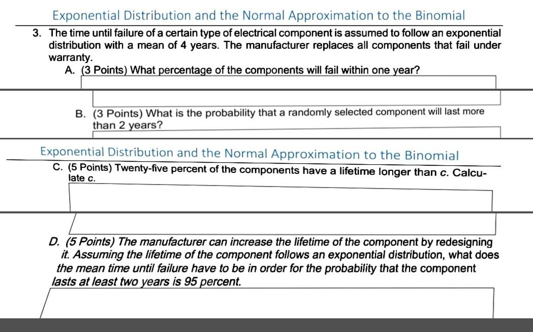 Solved Exponential Distribution and the Normal Approximation | Chegg.com
