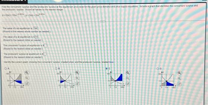Solved Find the consumers' surplus and the producers' | Chegg.com