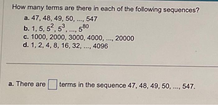 Solved How many terms are there in each of the following | Chegg.com