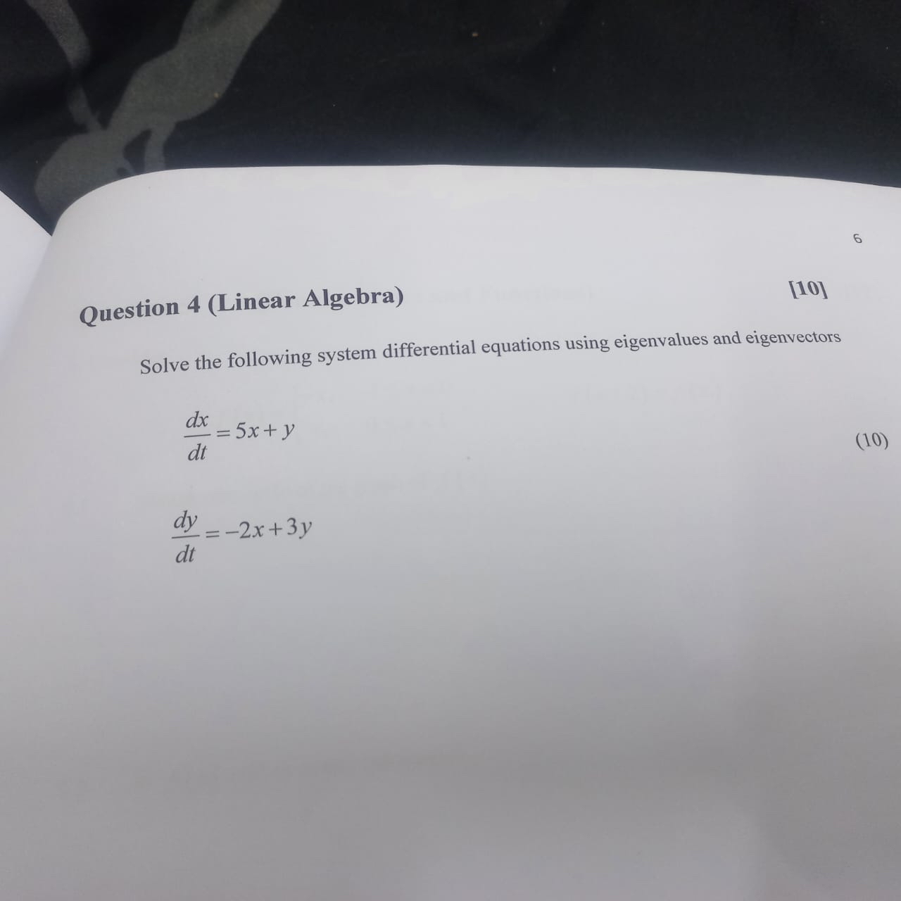 Solved 6Question 4 (Linear Algebra)Solve the following | Chegg.com