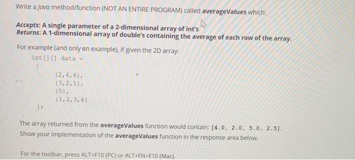 Solved Write A Java Methodfunction Not An Entire Program 1162
