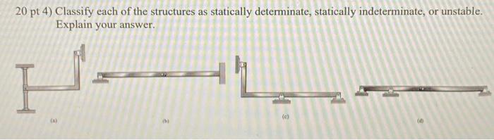 Solved 20pt4 ) Classify each of the structures as statically | Chegg.com