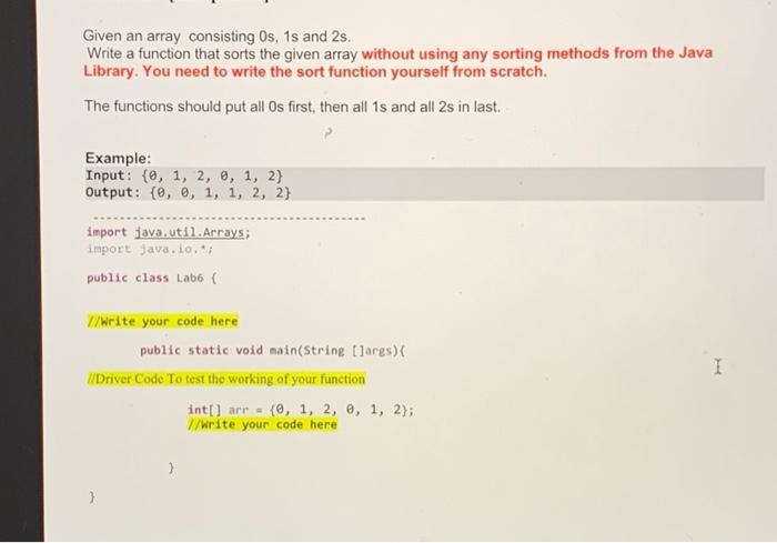 Solved Given An Array Consisting Os 1s And 2s Write A