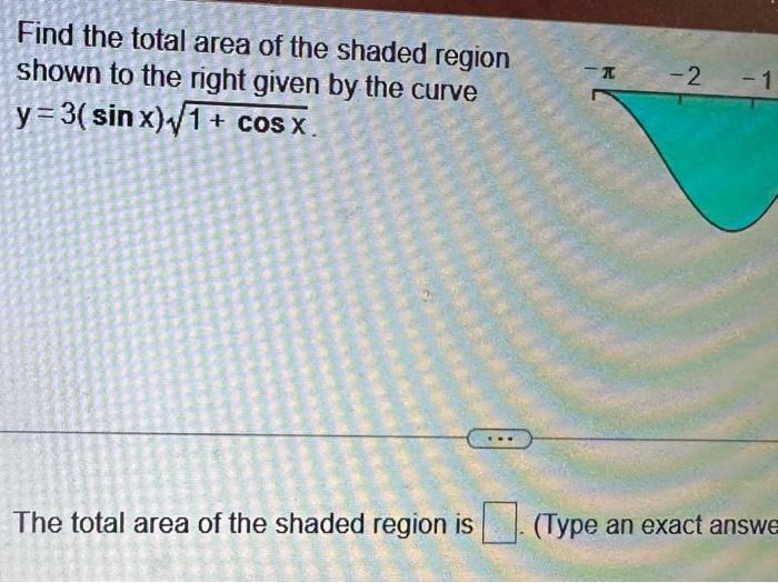 Solved find the total areaof the shaded region shown to the | Chegg.com