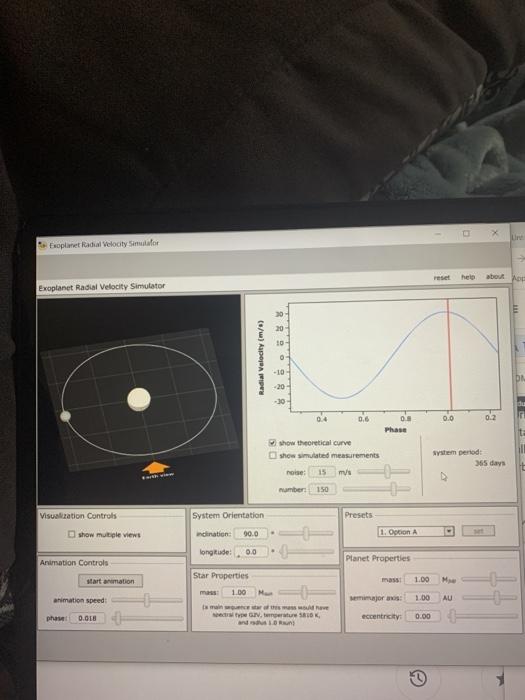 Solved Exoplanet Radial Velocity Simulator rest het be | Chegg.com