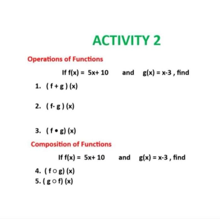 Solved Operations Of Functions If F X 5x 10 And G X X−3
